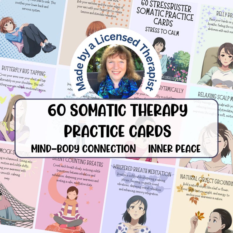 60 Somatic Therapy Practice Cards Stress Relief Coping Skills Nervous ...