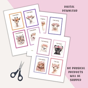 48 Kids Animal Affirmation Cards. Children's Positive Card Deck Self ...