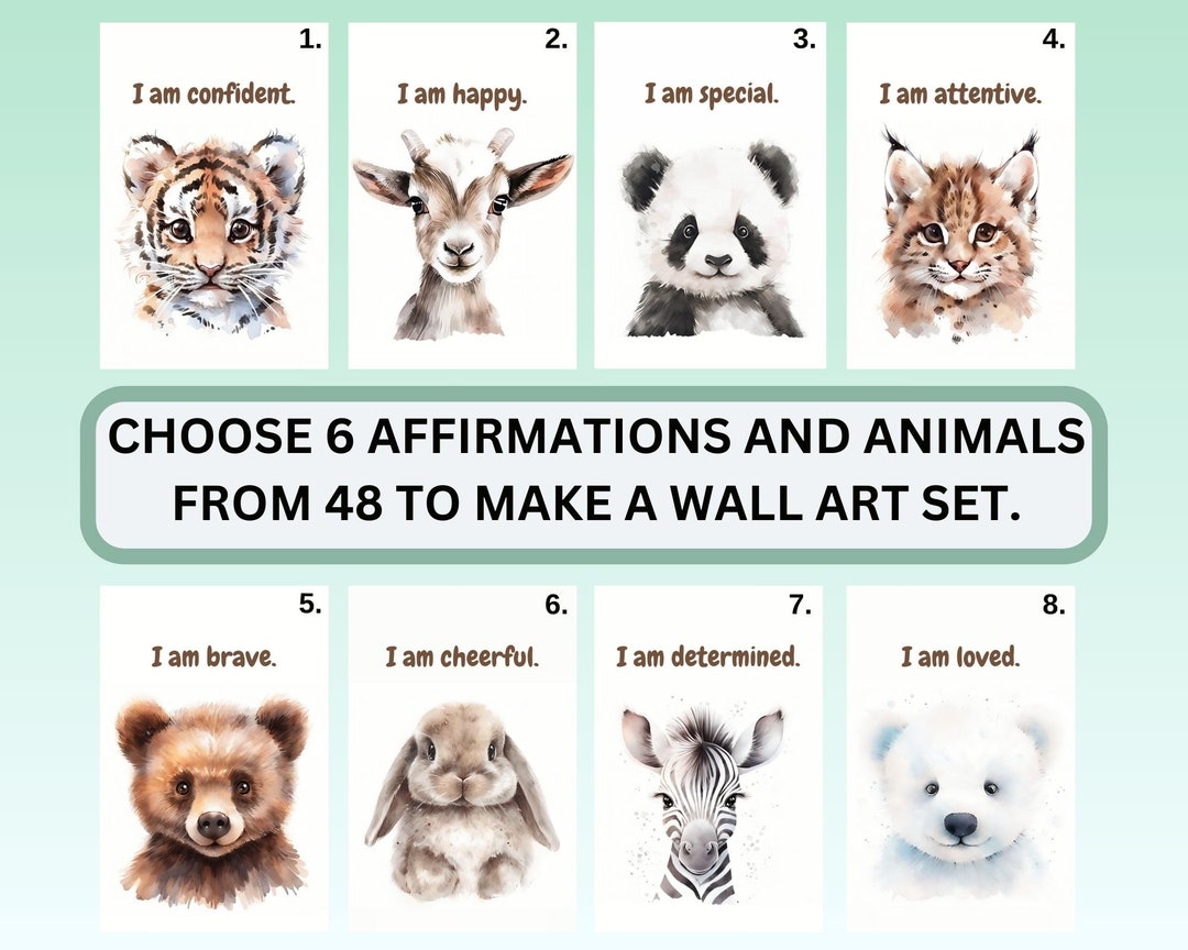 Animal Affirmation Wall Art, Printable Animal Affirmations, Choose Your ...