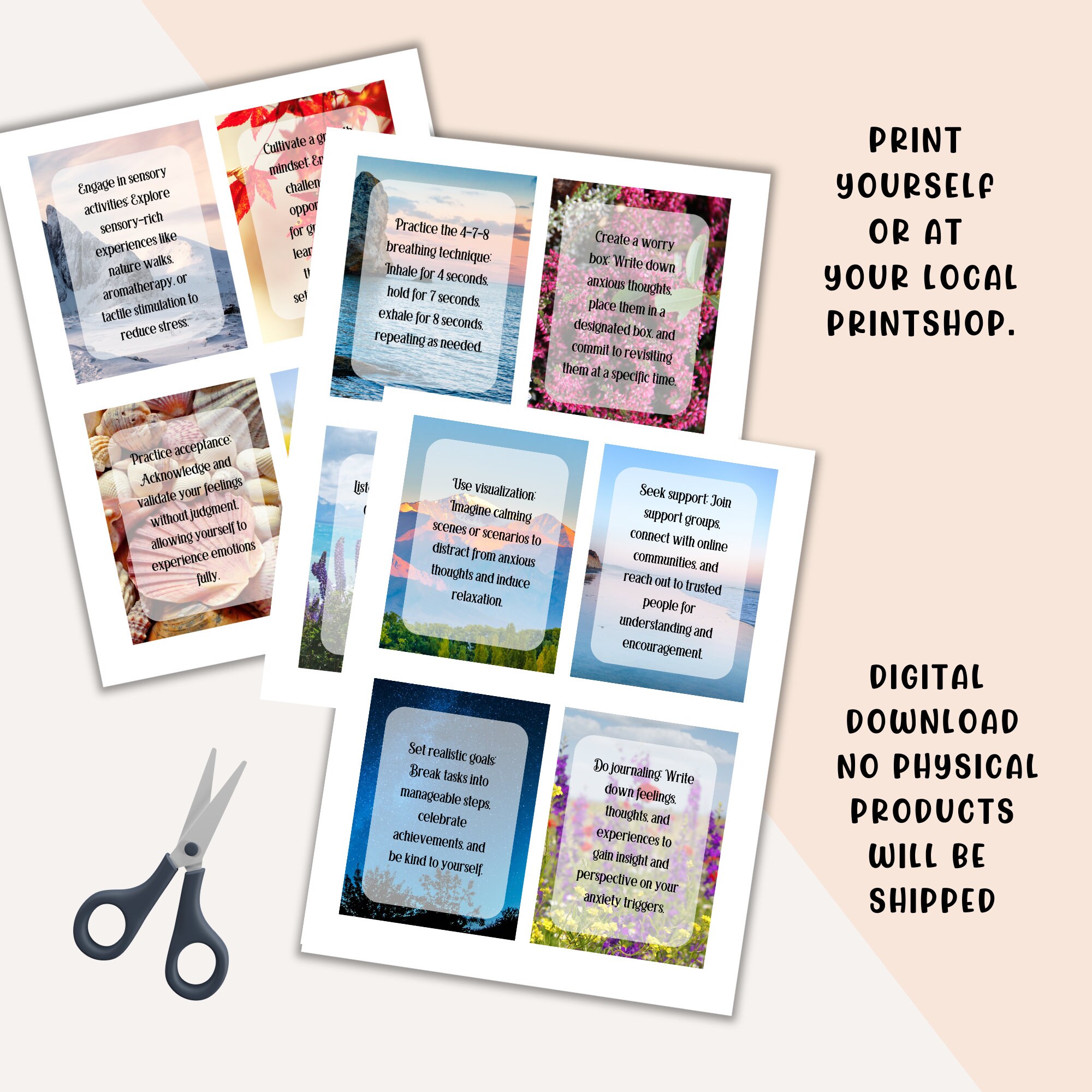 Anxiety Coping Skills Cards. Anxiety relief Therapy tools Mindfulness ...