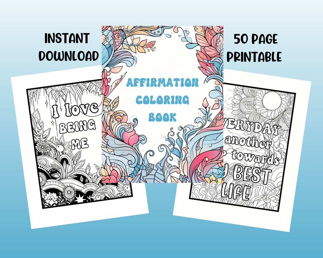 Affirmation Colouring Pages for Adults, Stress Relief Coloring Book ...