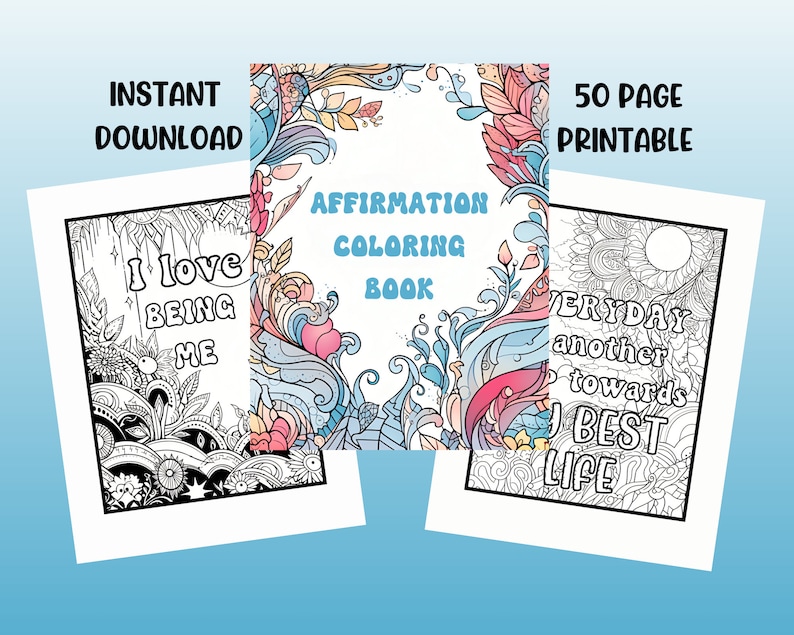 Affirmation Colouring Pages for Adults, Stress Relief Coloring Book ...