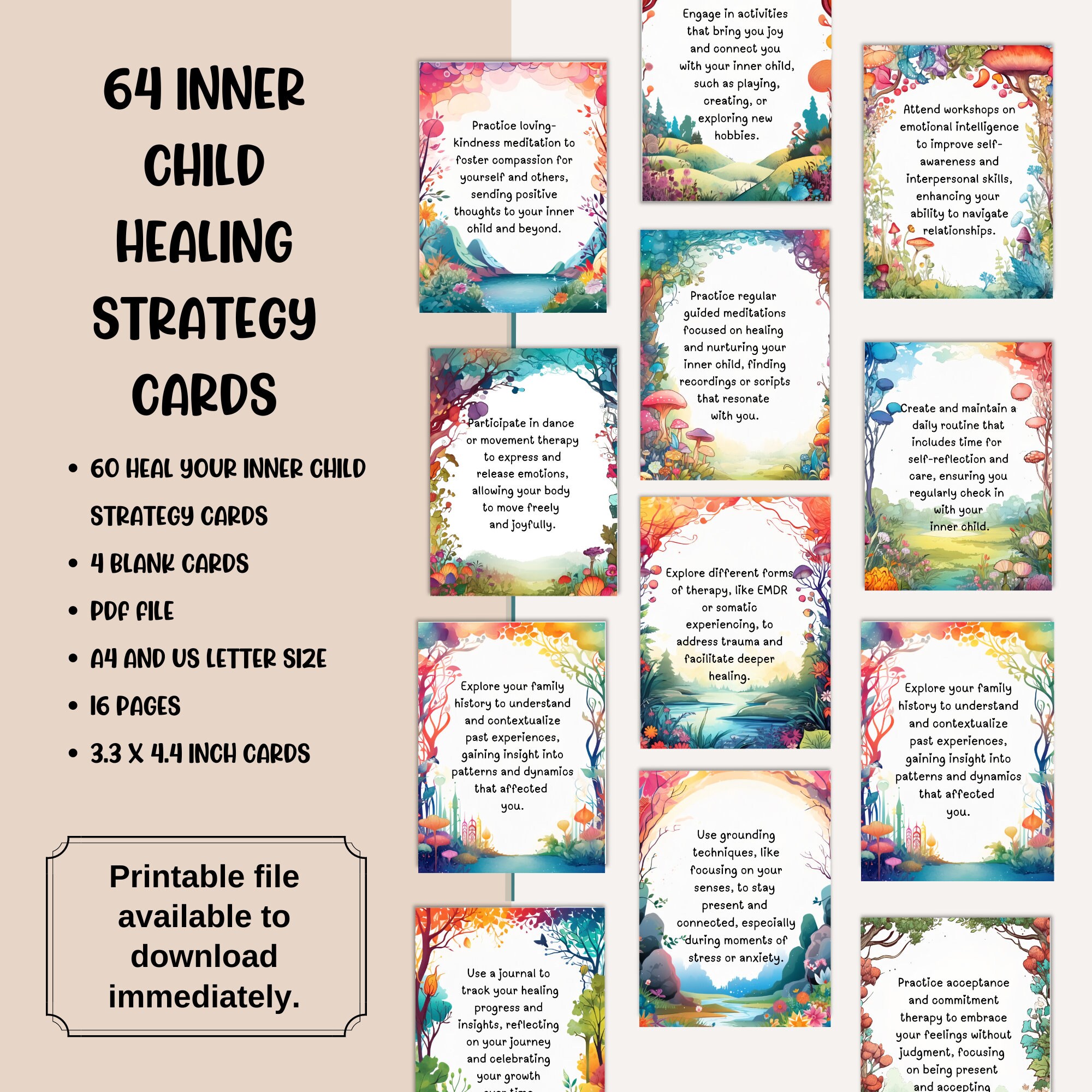 Heal Your Inner Child Strategy Cards Childhood Trauma Recovery Adverse ...