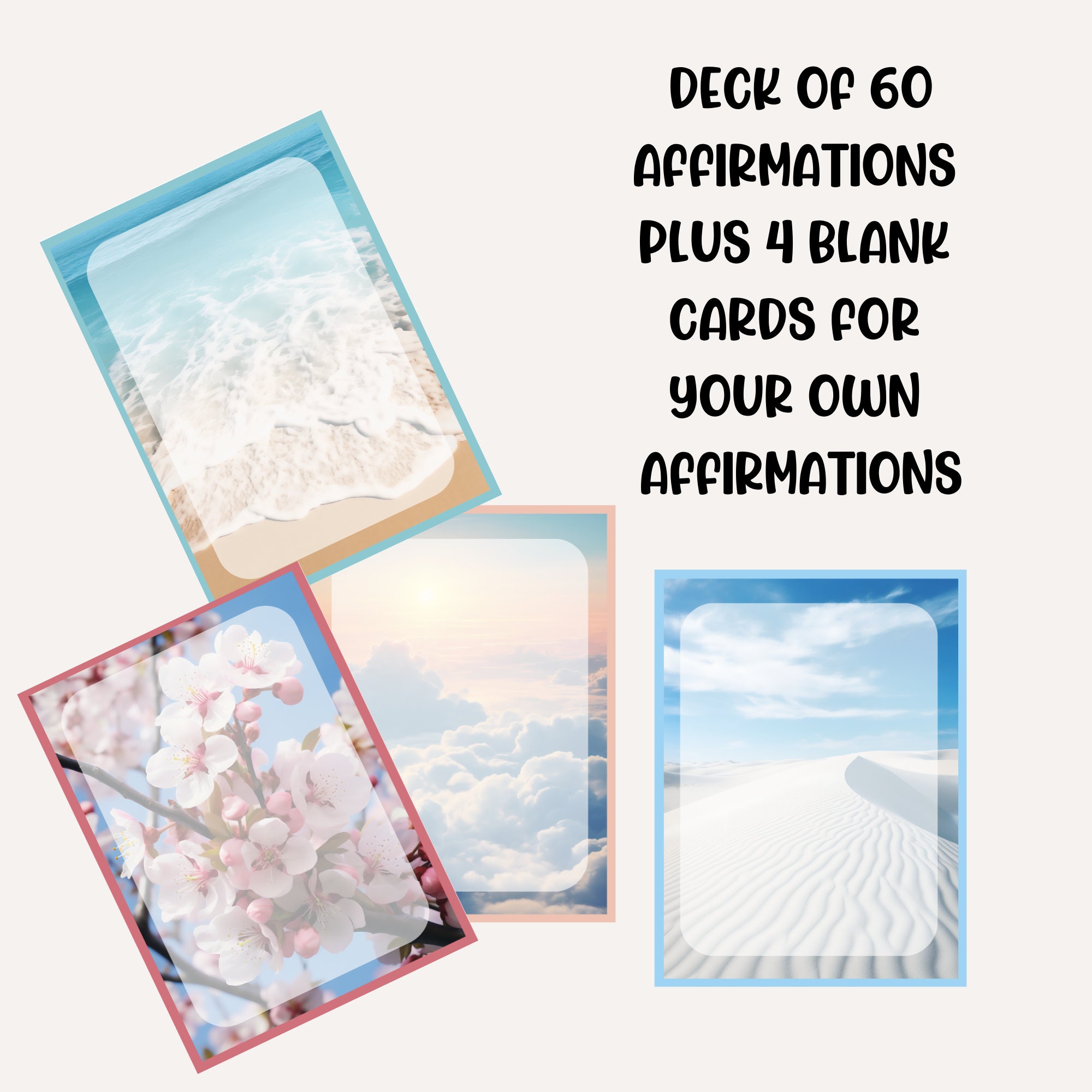60 Anxiety Calm Affirmation Cards. Mindfulness Stress Management Deck ...