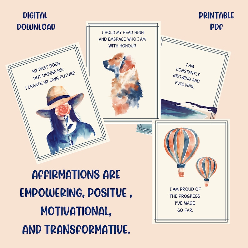 60 Positive Affirmation Cards Printable Encouragement Flashcards ...