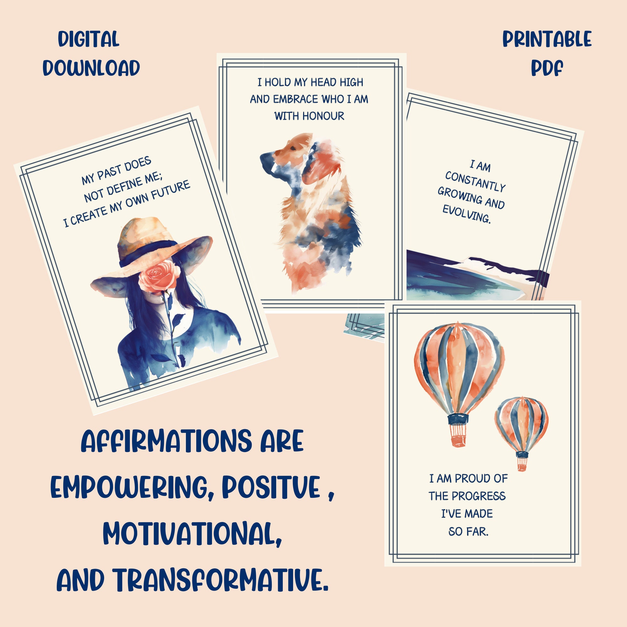 60 Positive Affirmation Cards Printable Encouragement Flashcards ...