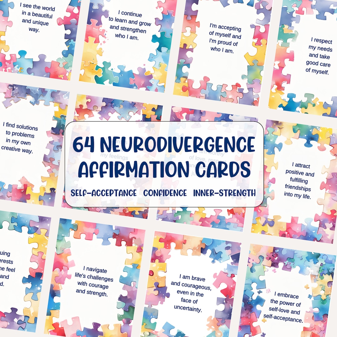 64 Neurodivergent Affirmation Cards ADHD Autism Neurodiversity Deck ...