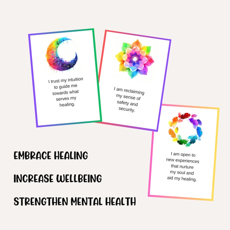 60 Trauma Recovery Affirmation Cards. Digital Download. Printable Card ...