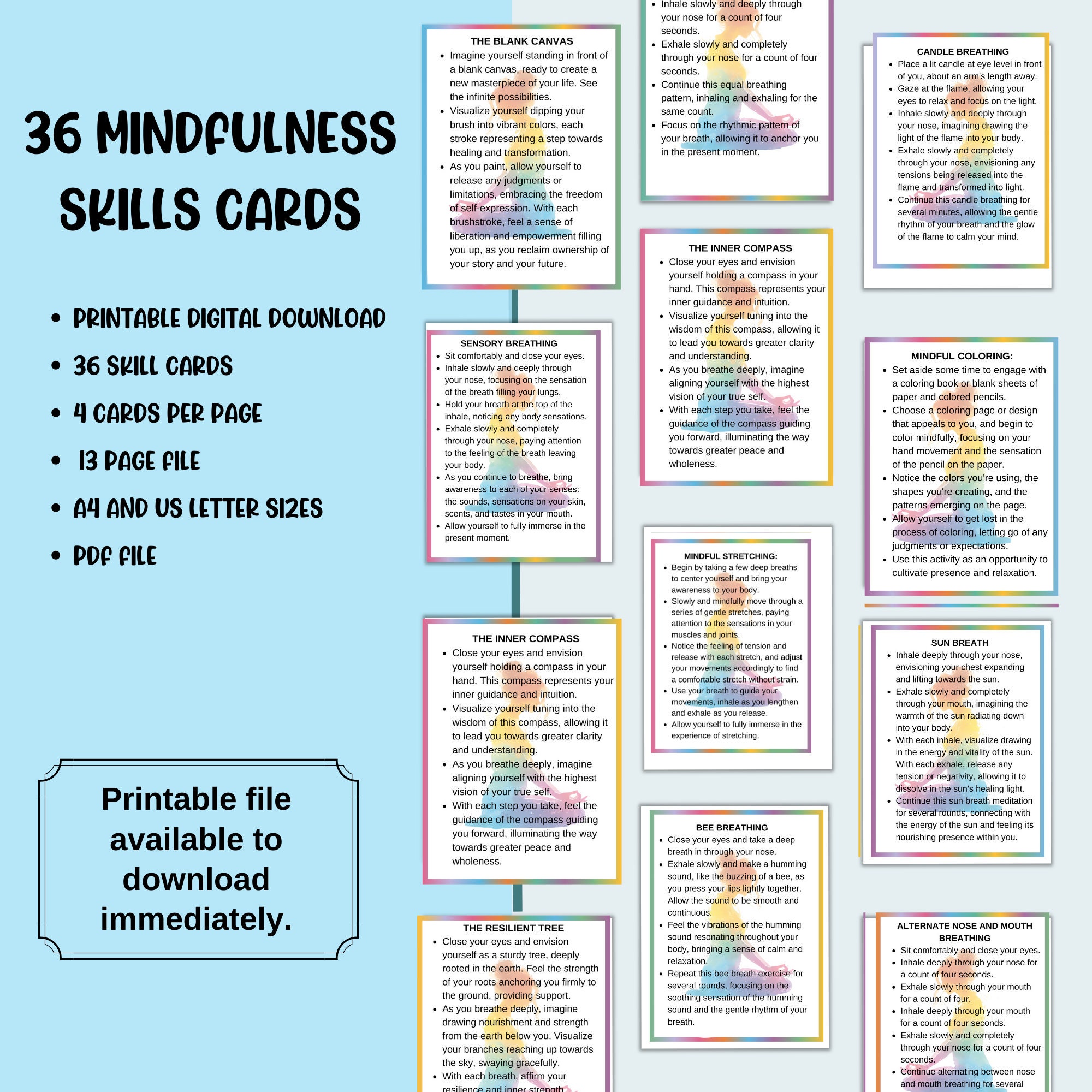 36 Mindfulness Cards Guided Meditation Scripts Gift for Her Breathing ...