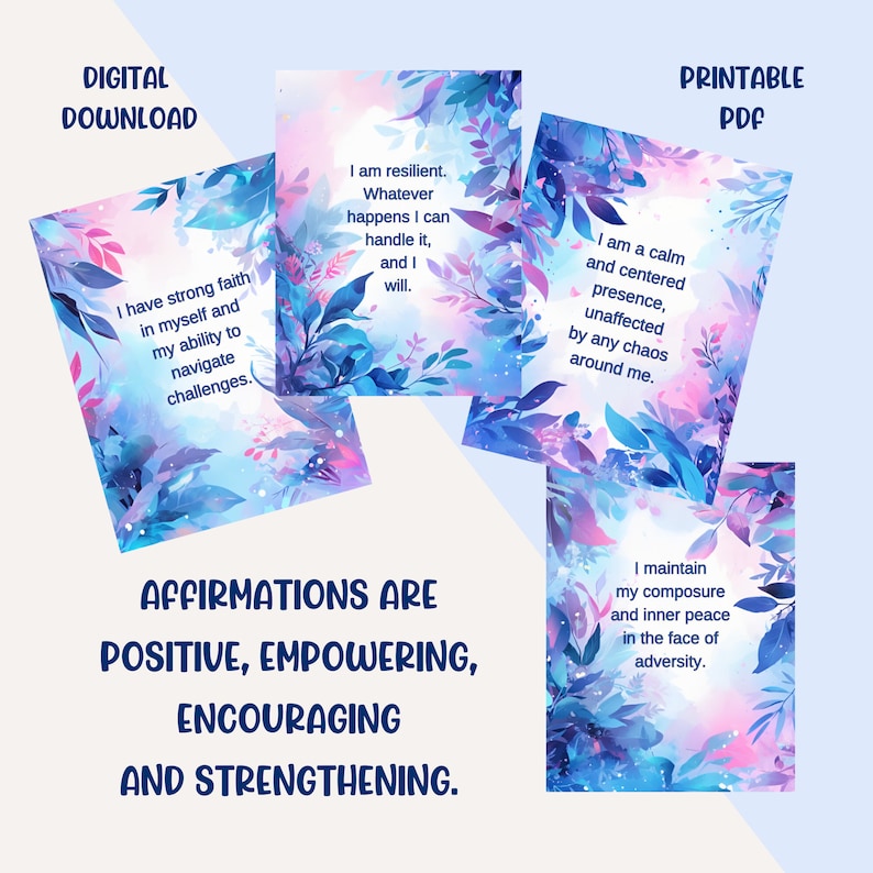 64 Resilience Affirmation Cards. Self-help Flashcards for Confidence ...