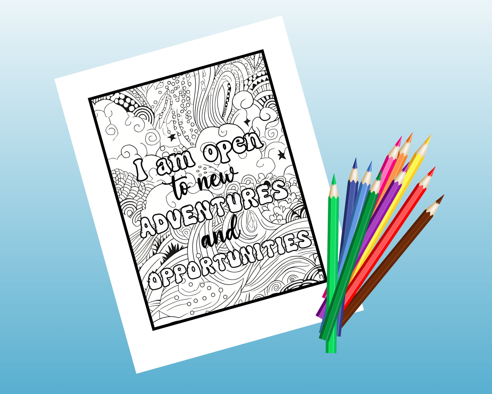 Affirmation colouring pages for adults Stress relief coloring book Teen ...