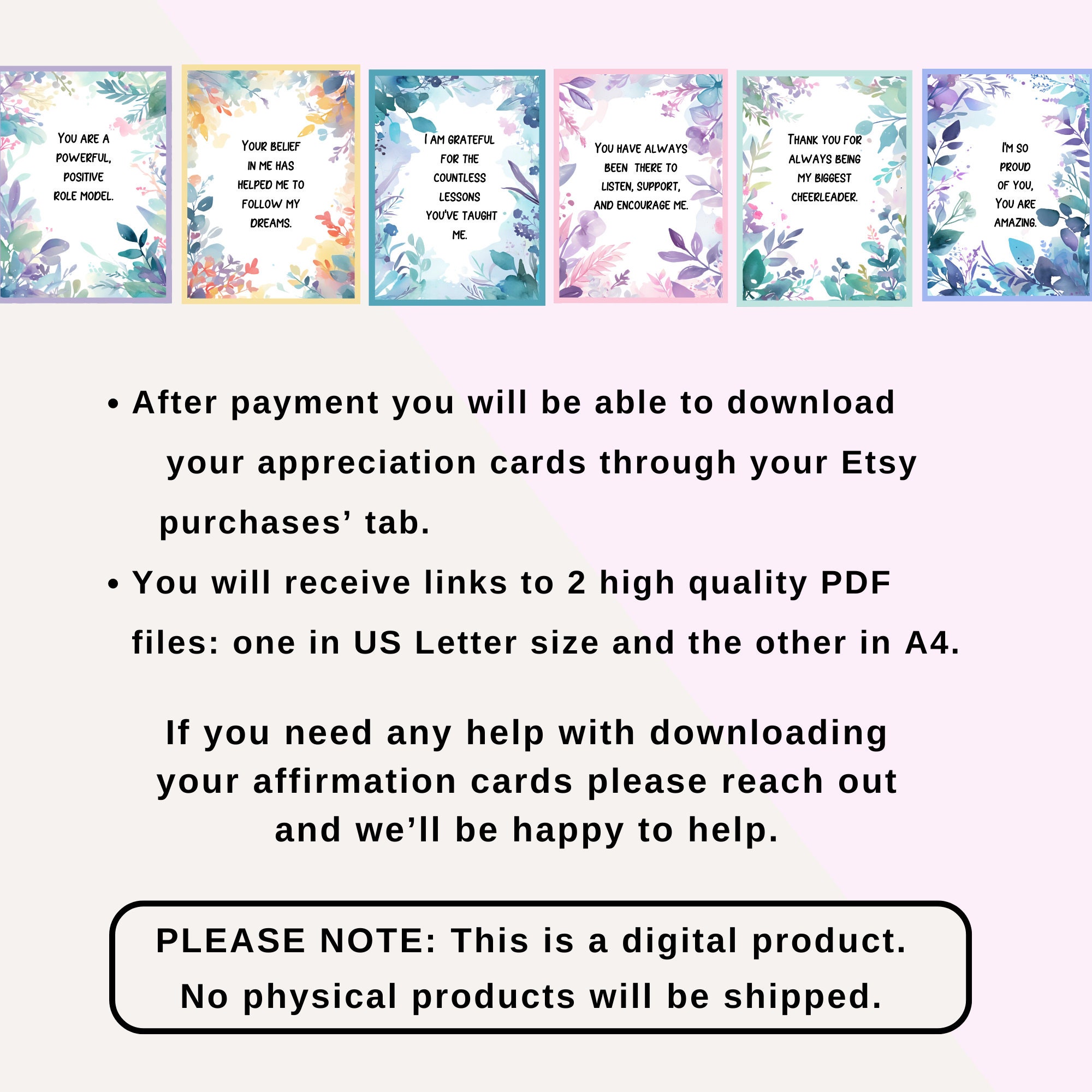 44 Mother Appreciation Cards Mom Affirmations for Gratitude to Mother ...