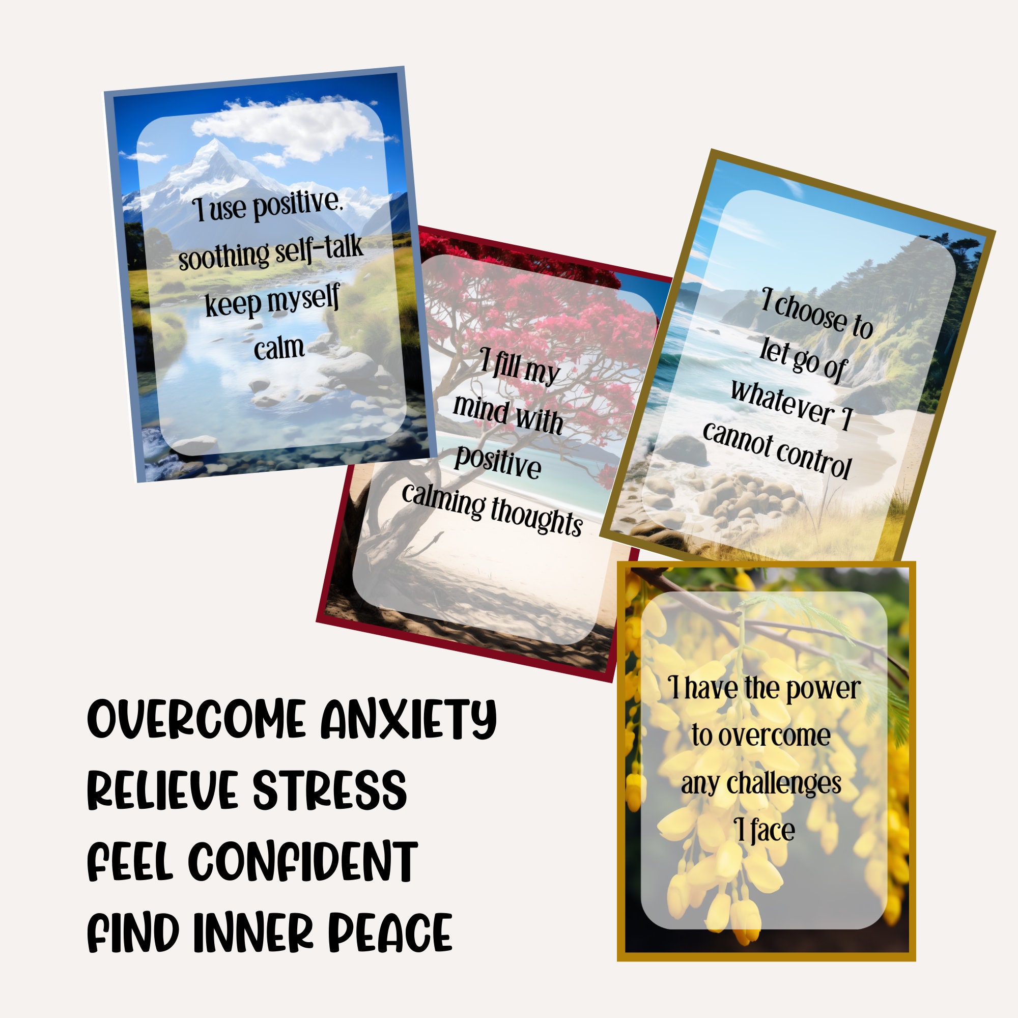 60 Anxiety Calm Affirmation Cards. Mindfulness Stress Management Deck ...