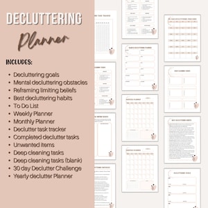 Declutter Planner & Cleaning Schedule Household Chore Organization Tidy ...