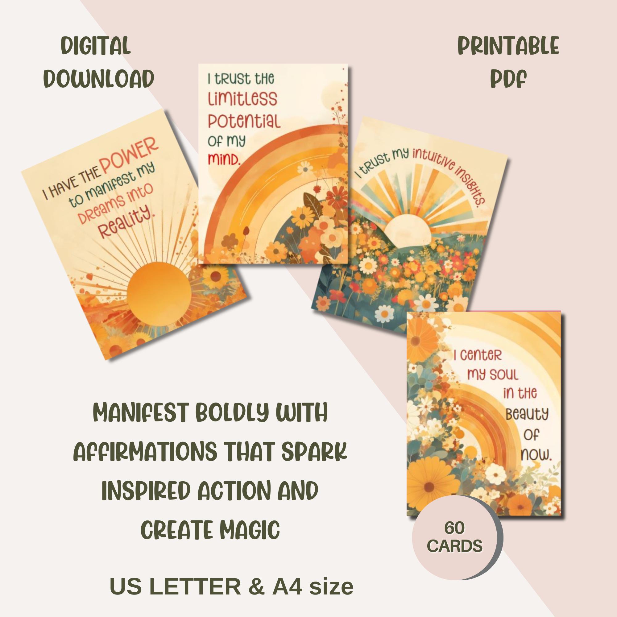 64 Manifestation Affirmation Cards Spiritual Growth Mind Magic Cards ...