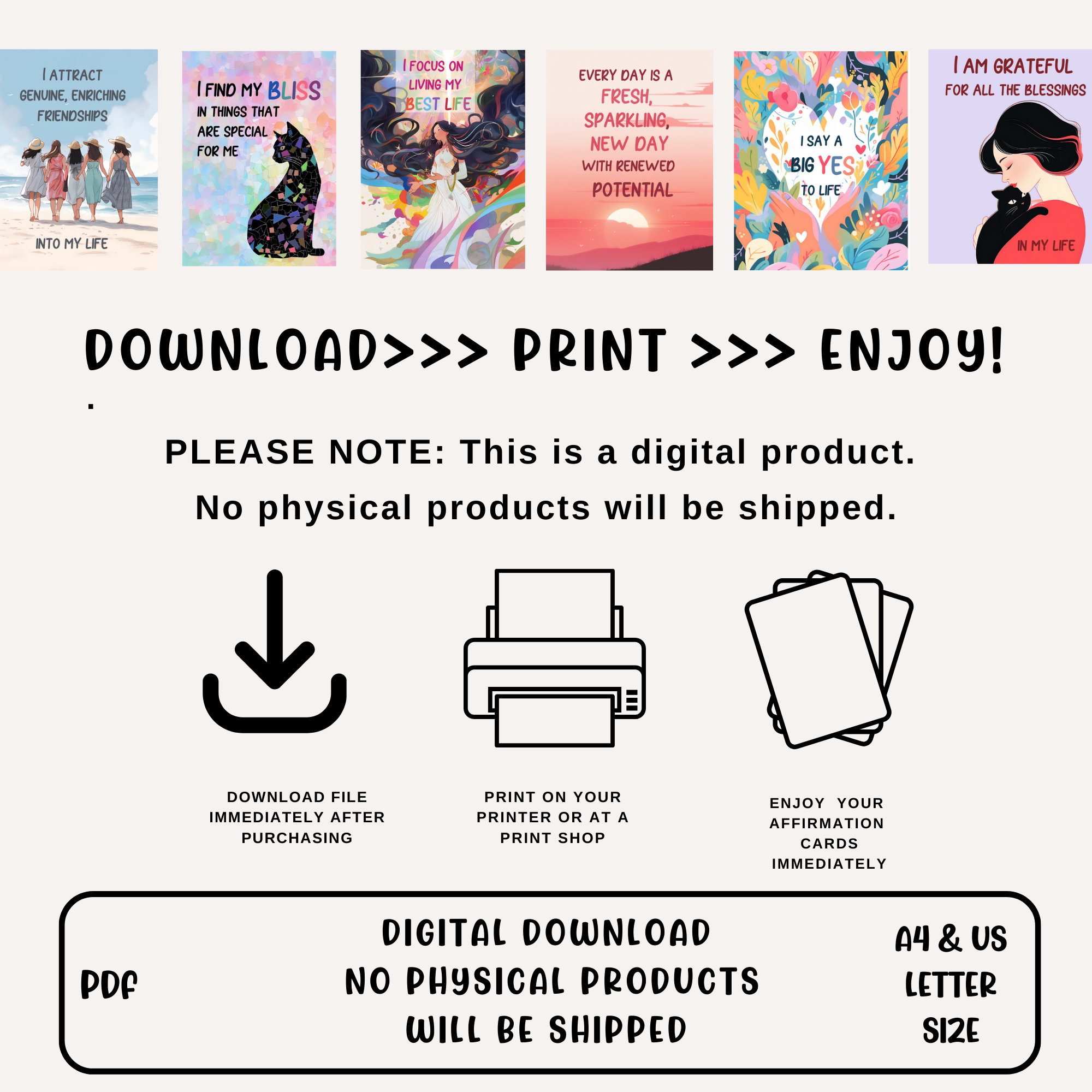 60 Affirmation Cards. Positive flashcards. Digital download. Spiritual ...