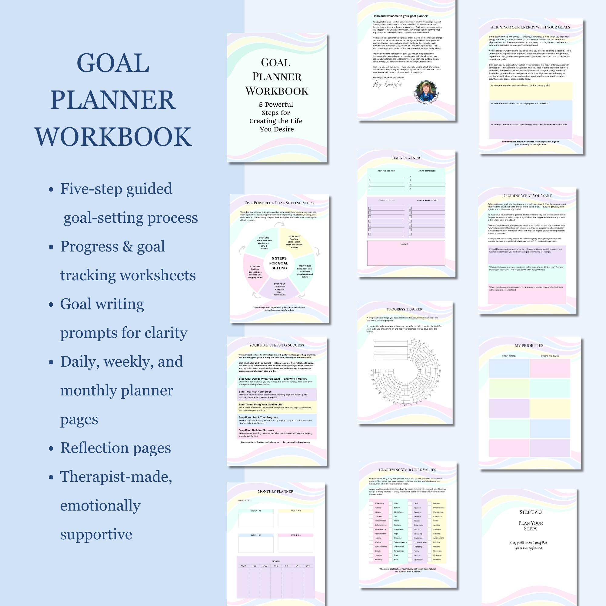 Goal Planner Printable Tracker for Manifestation & Self Help Yearly ...