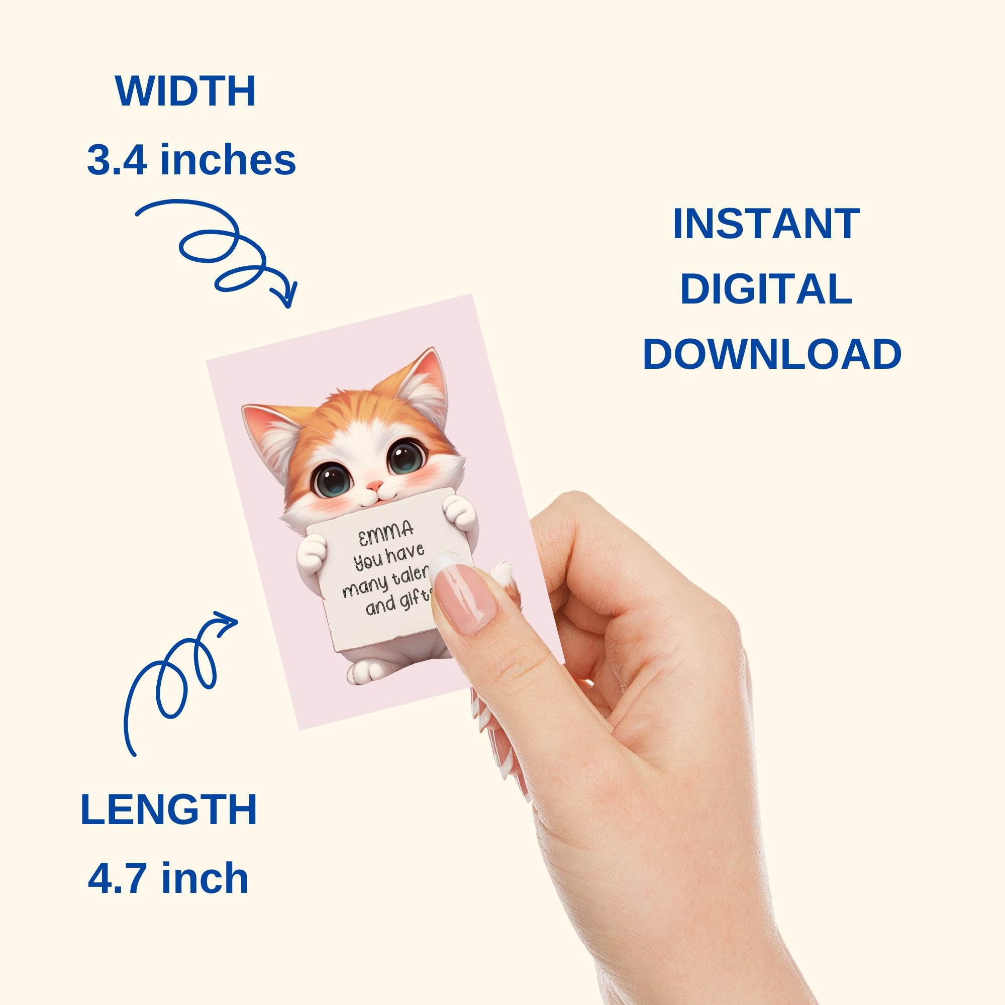 44 Personalized Affirmation Cards for Kids Cat Lover Affirmations ...