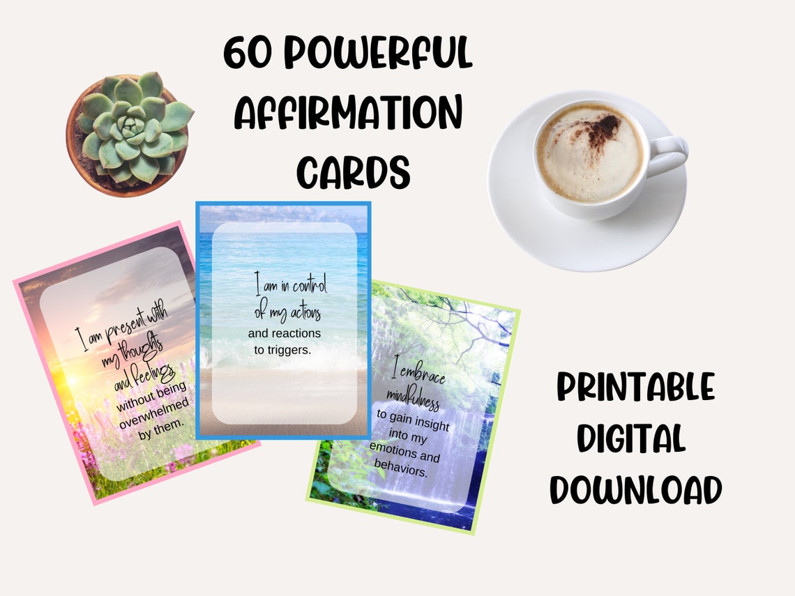 60 DBT Affirmation Cards. Positive Printable Card Deck. Digital ...