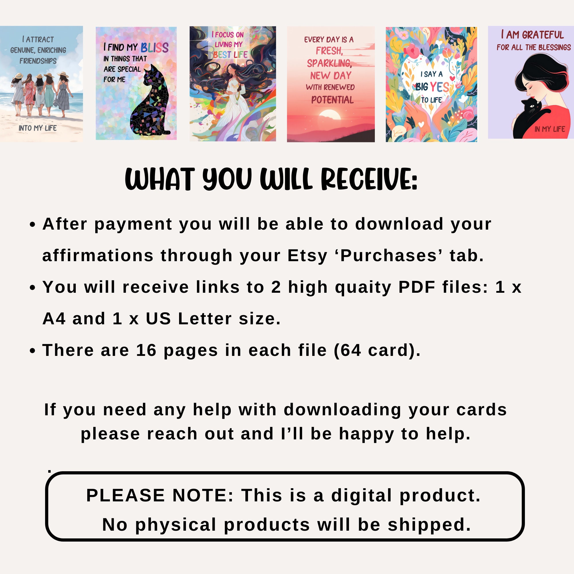 60 Affirmation Cards. Positive flashcards. Digital download. Spiritual ...