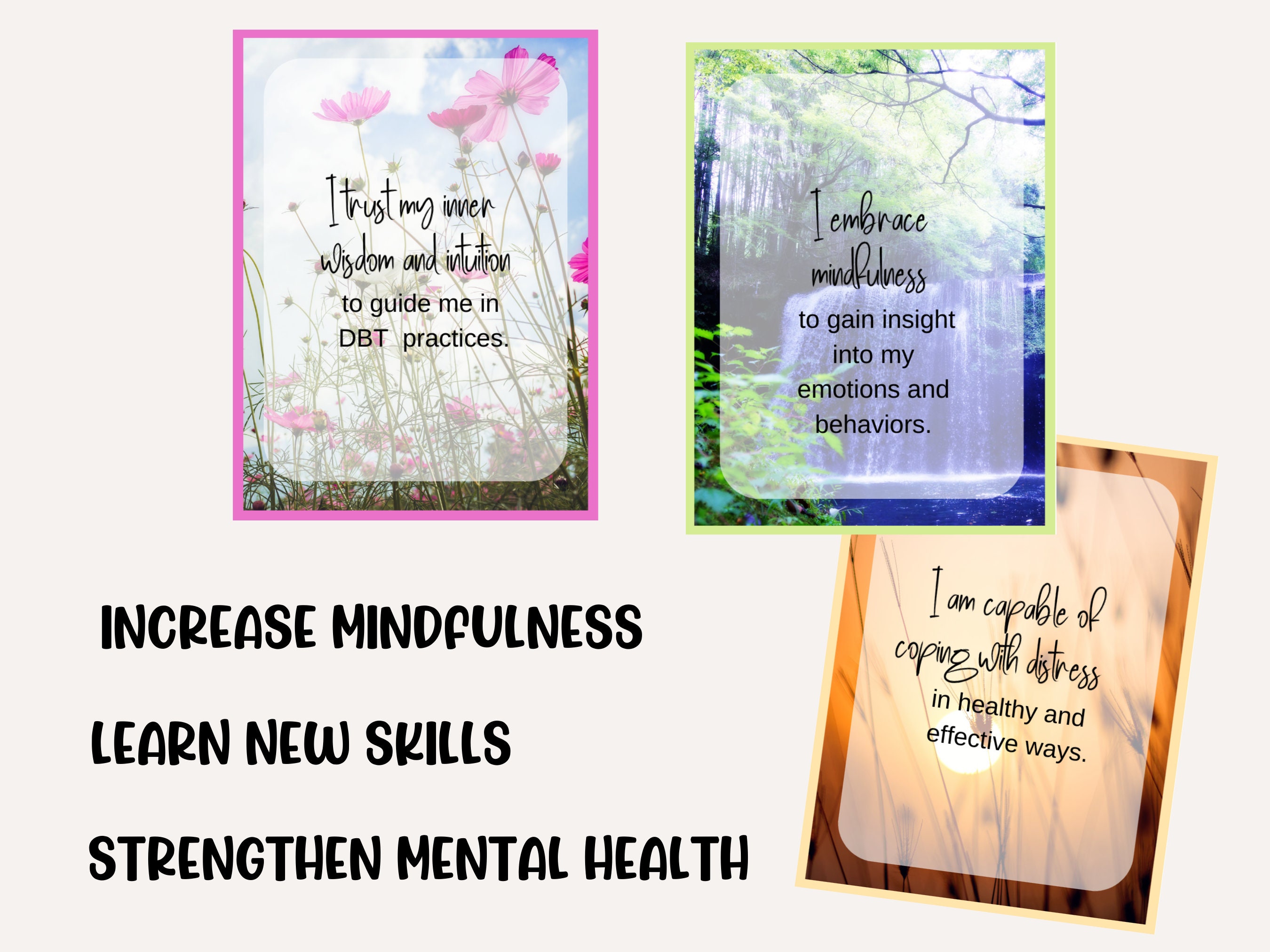 60 DBT Affirmation Cards. Positive Printable Card Deck. Digital ...