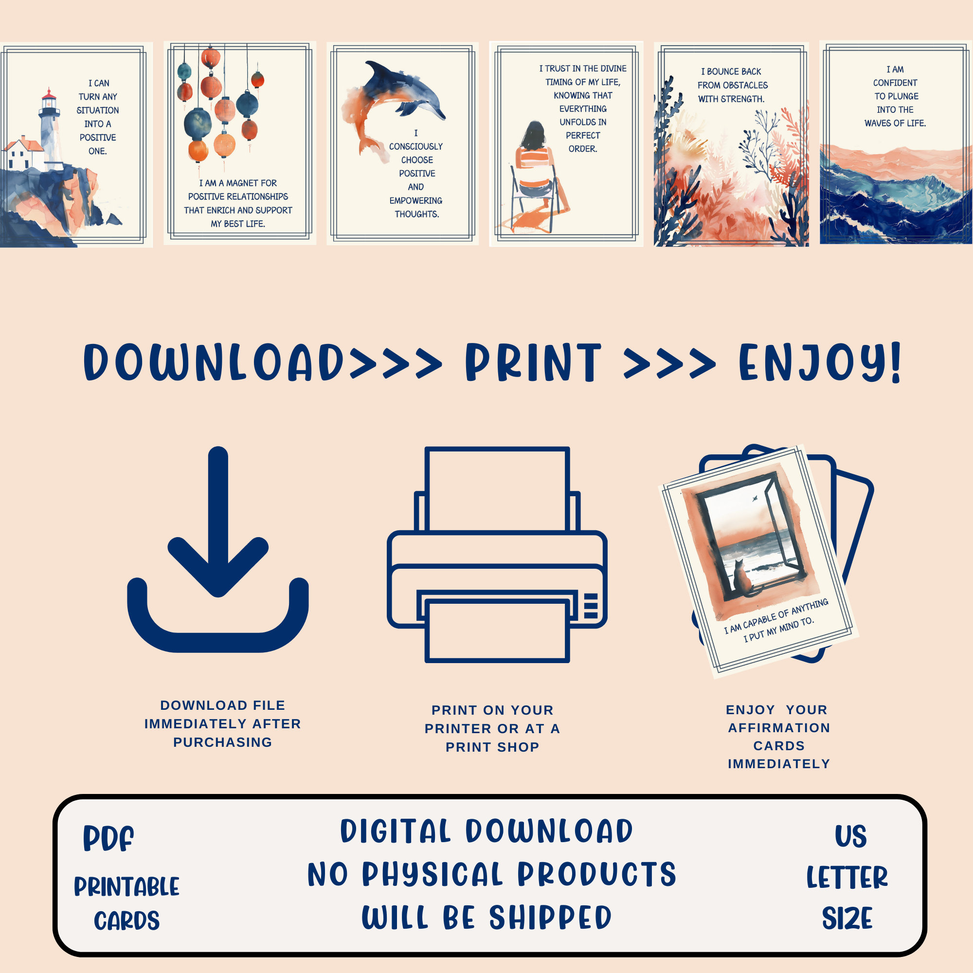 60 Positive Affirmation Cards Printable Encouragement Flashcards ...