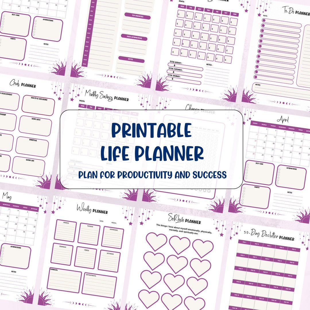 Printable Life Planner Daily Weekly Monthly Planner Personal Planner ...