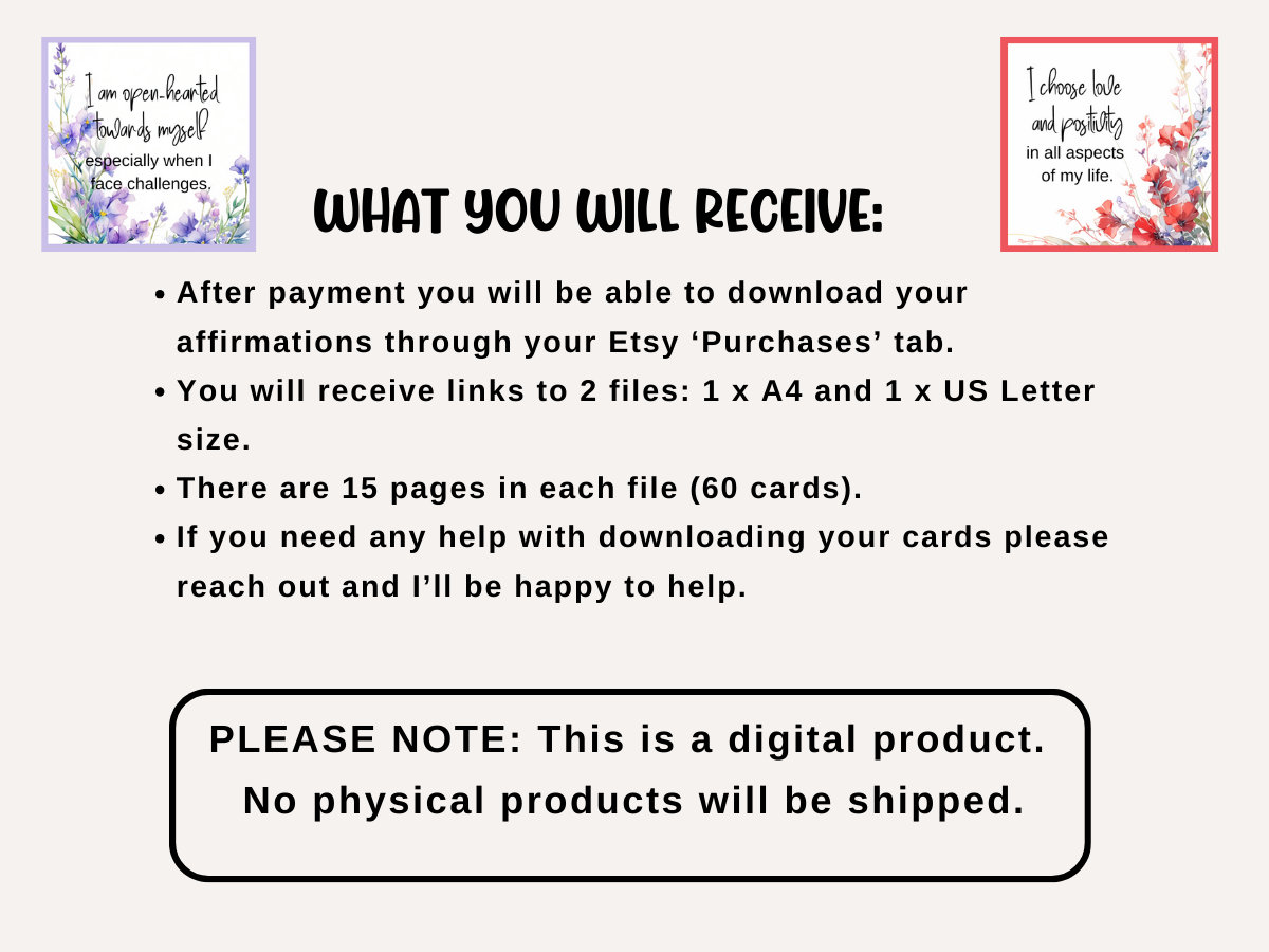 60 Self-love affirmation cards for self-care, self-esteem & self ...