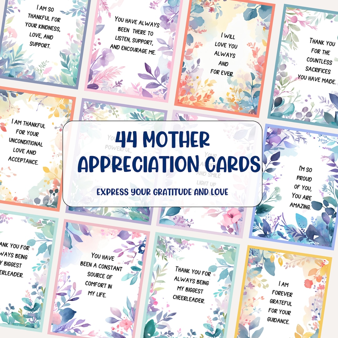 44 Mother Appreciation Cards Mom Affirmations for Gratitude to Mother ...