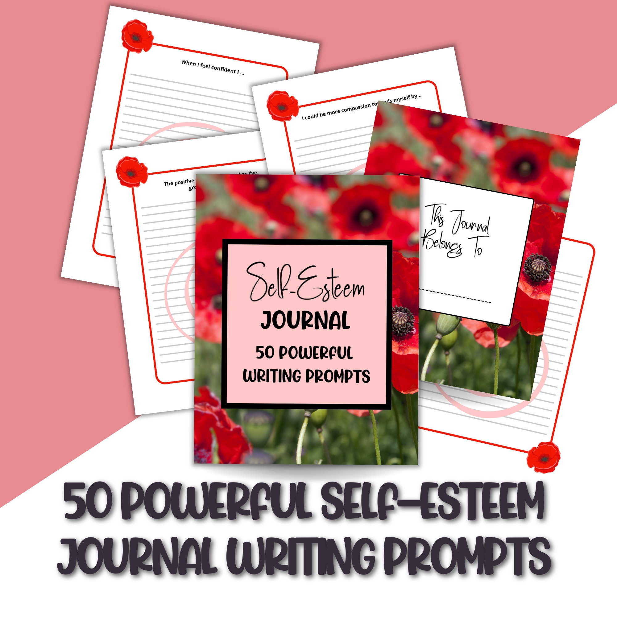 50 Self-esteem Writing Prompts. Confidence worksheets. Mental Health ...