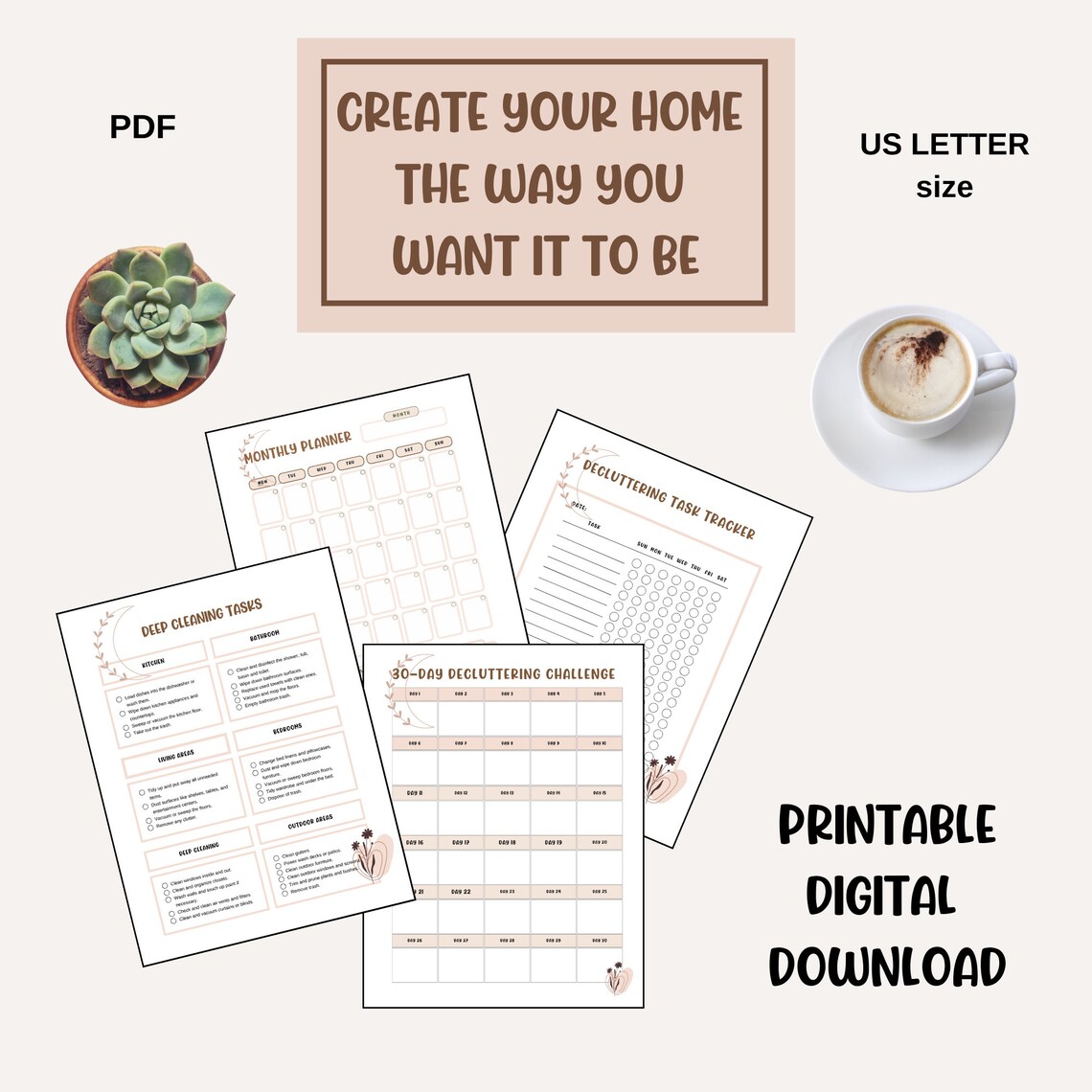 Declutter Planner & Cleaning Schedule Household Chore Organization Tidy ...