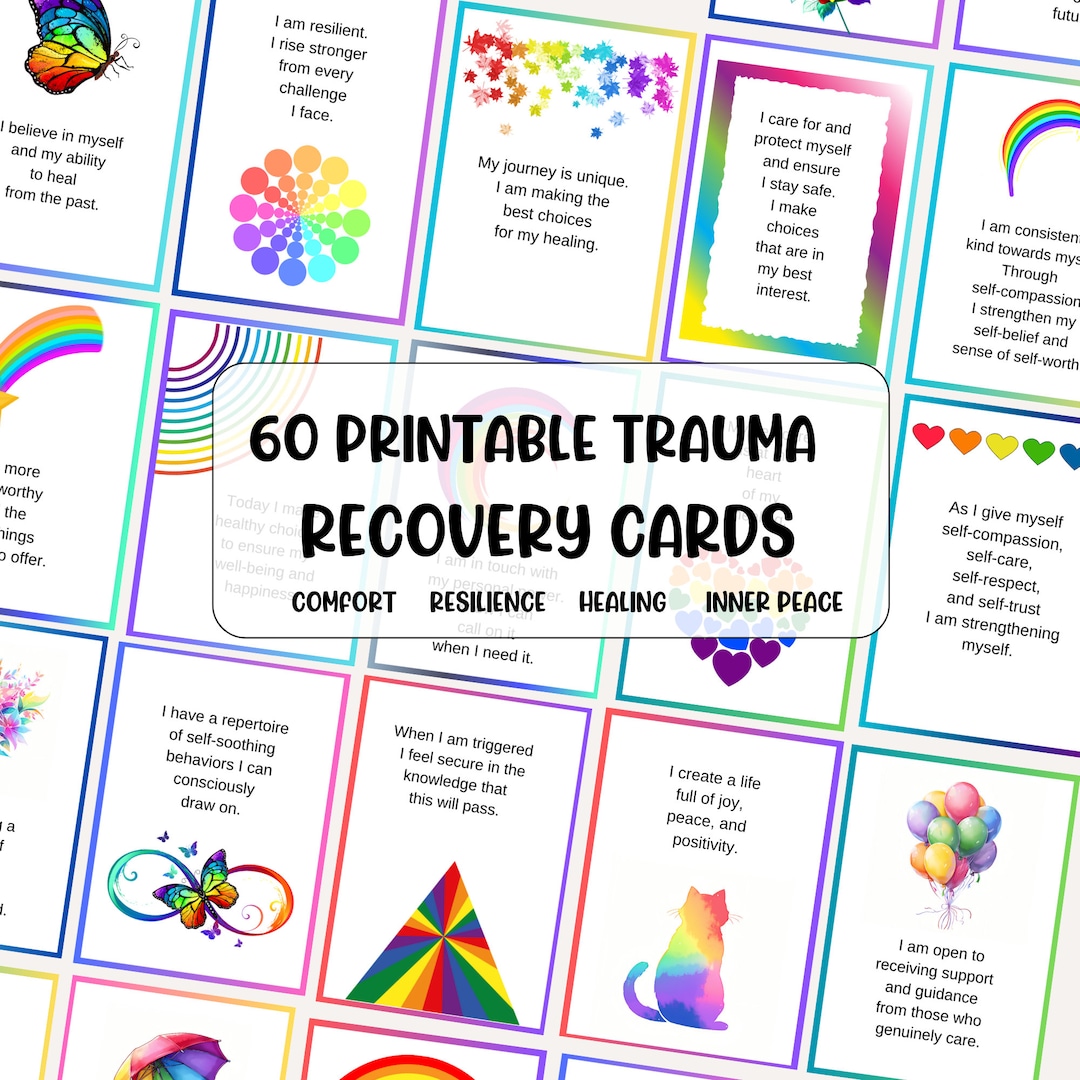 60 Trauma Recovery Affirmation Cards. Digital Download. Printable Card ...