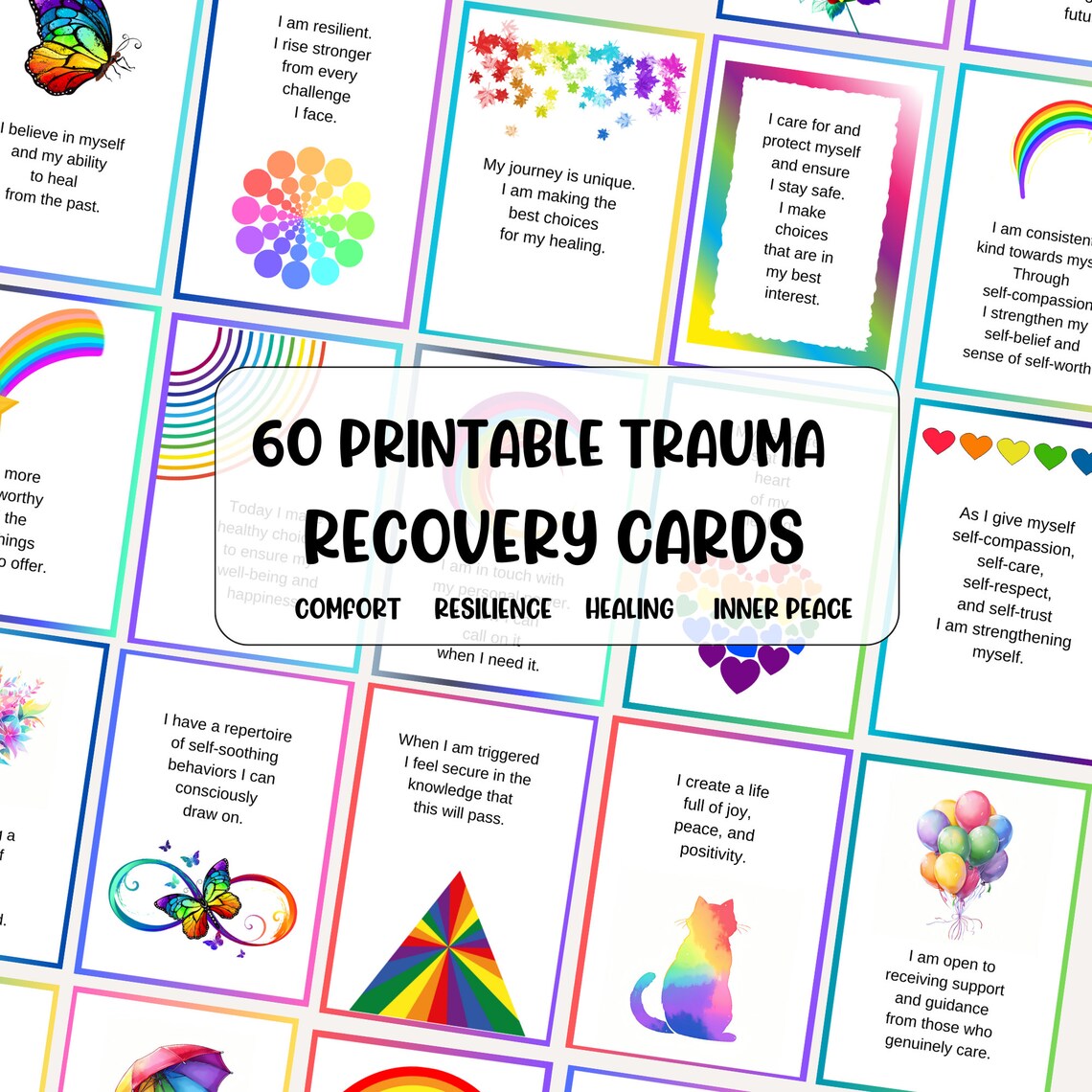 60 Trauma Recovery Affirmation Cards. Digital Download. Printable Card ...