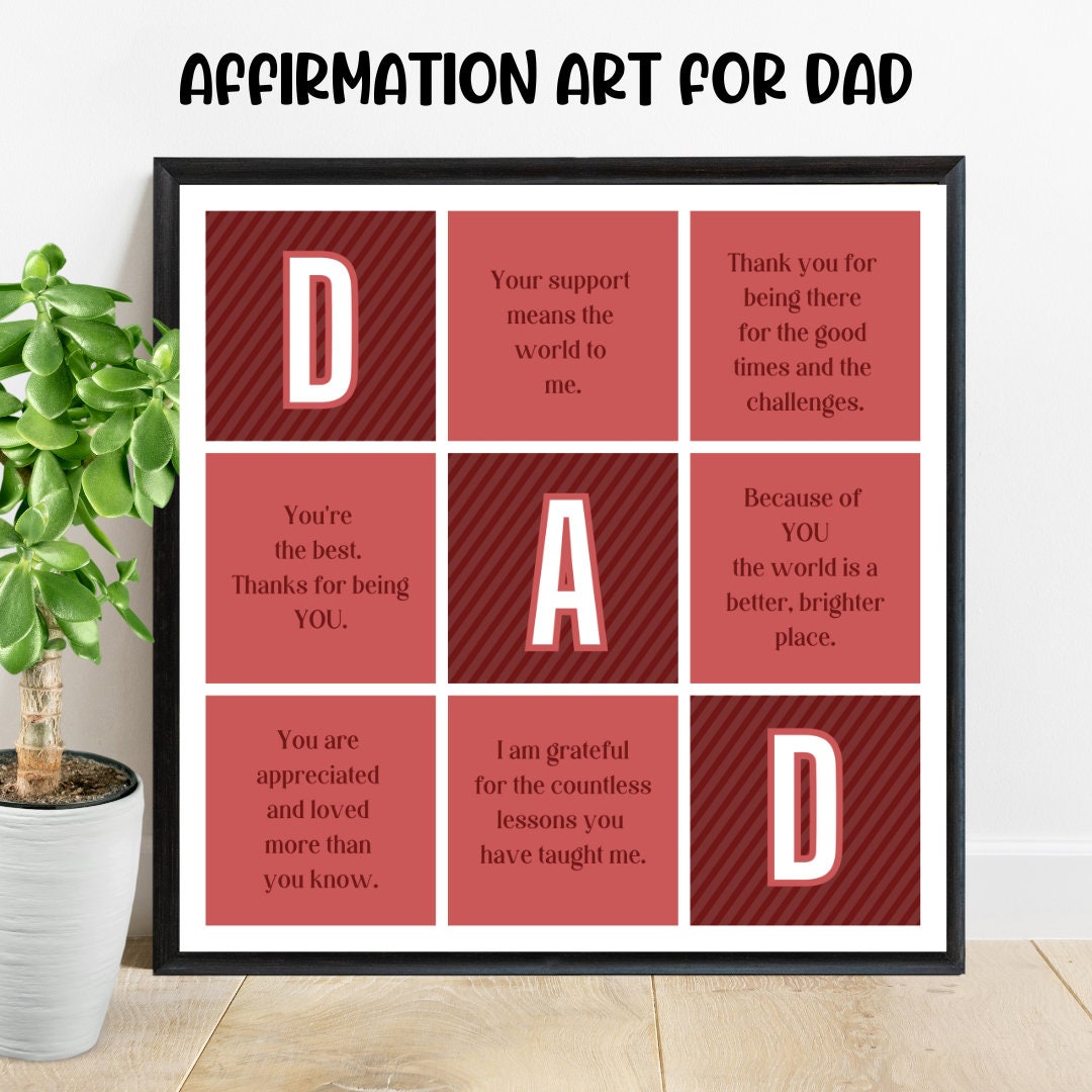 Father's Day Printable Art Gratitude Gift for Dad. Affirmation Quotes ...