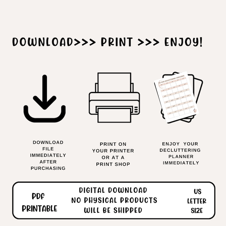 Declutter Planner & Cleaning Schedule Household Chore Organization Tidy ...