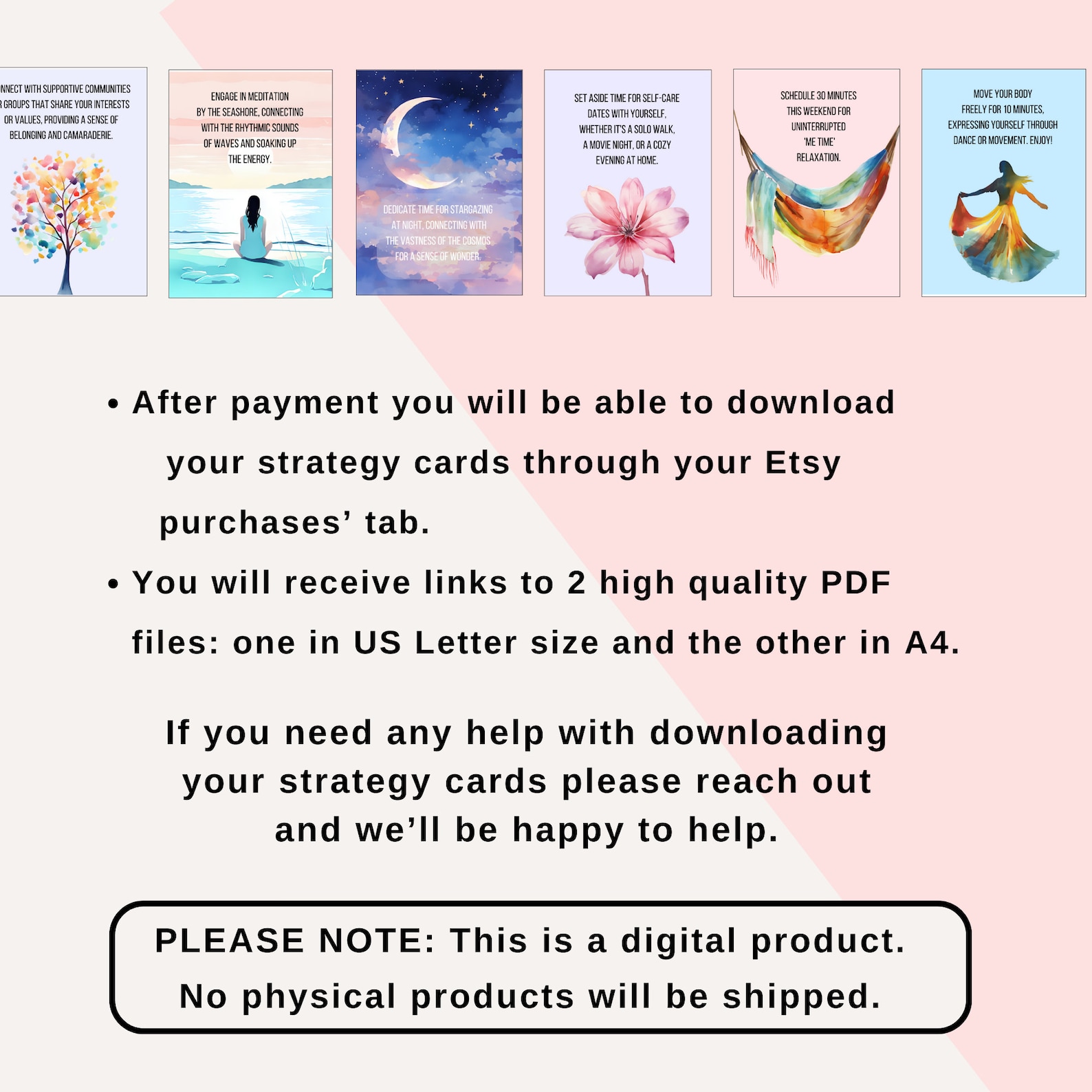 64 Self-care Strategy Cards Printable Mindfulness Flashcards Gift for ...