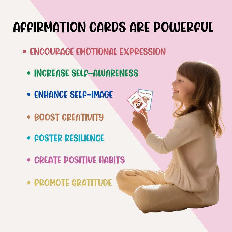 48 Kids Animal Affirmation Cards. Children's Positive Card Deck Self ...