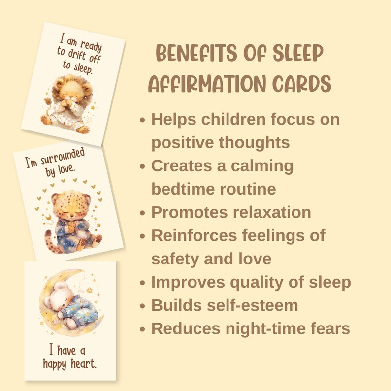 Kid's Sleep Affirmation Cards Printable Sleep Affirmations for Children ...