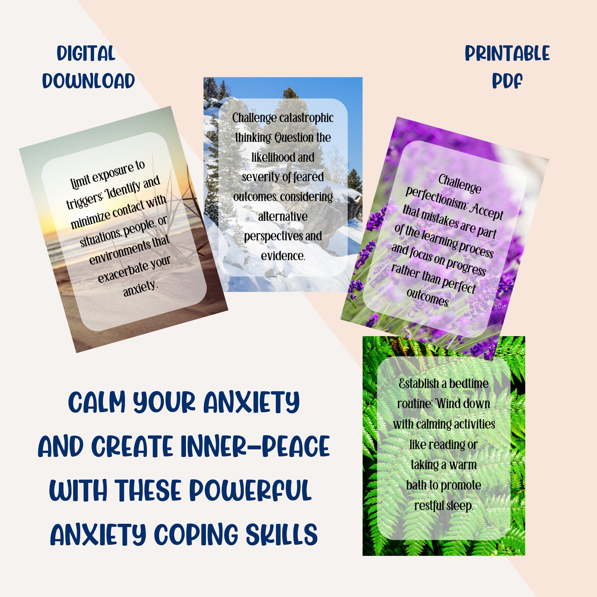 Anxiety Coping Skills Cards. Anxiety relief Therapy tools Mindfulness ...