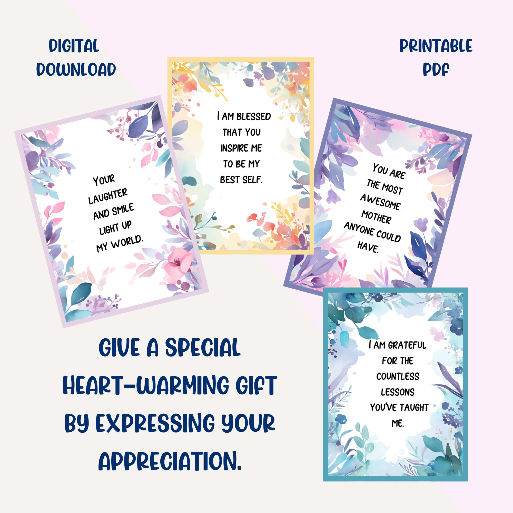 44 Mother Appreciation Cards Mom Affirmations for Gratitude to Mother ...
