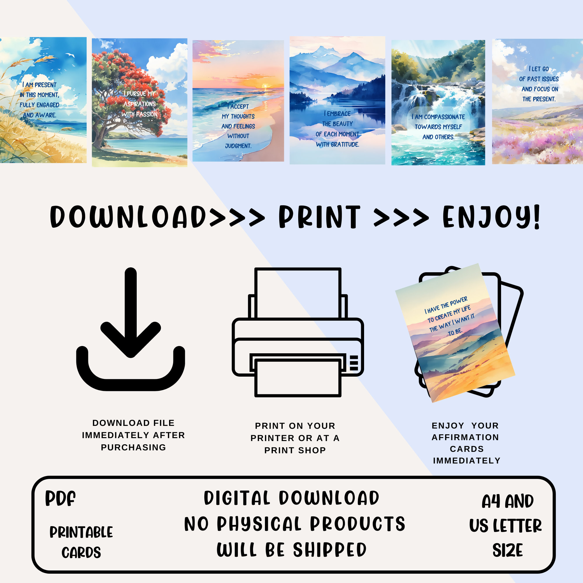 Mindfulness Affirmation Cards. Mental Health Affirmations Coping Card ...