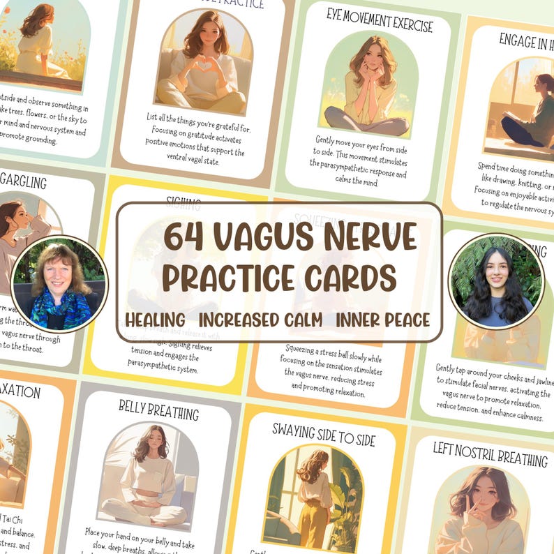64 Vagus Nerve Cards Polyvagal Therapy Mental Health Coping Skills ...