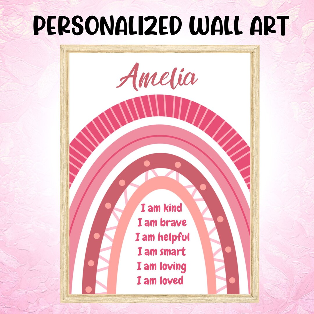 Personalized Girls Affirmation Poster Girls Room Decor Named Wall Art ...