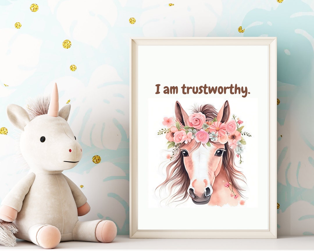 Animal Affirmation Wall Art, Printable Horse Affirmations, Nursery Art ...