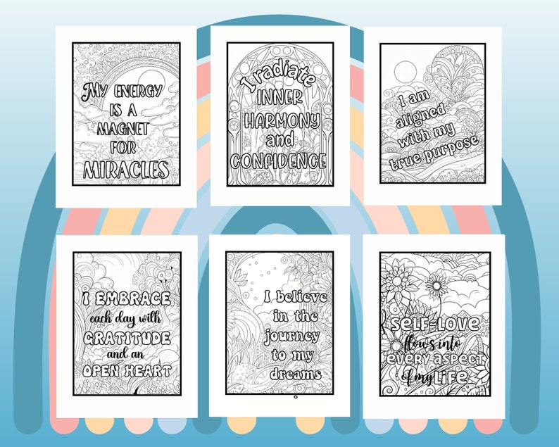 Affirmation Colouring Pages for Adults, Stress Relief Coloring Book ...