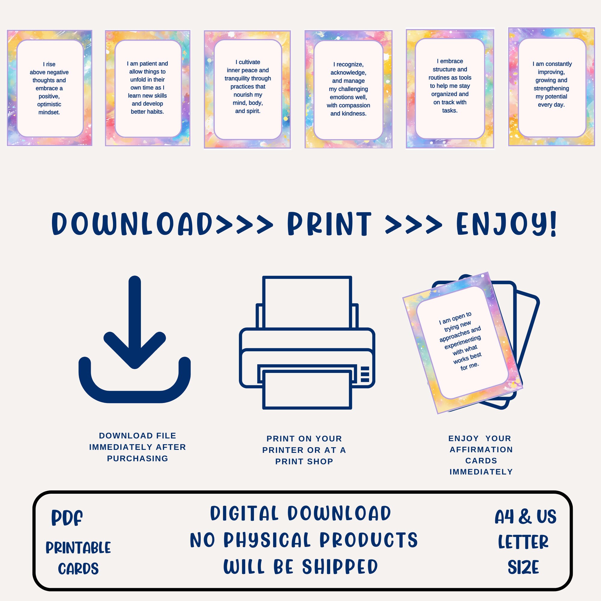 64 ADHD Affirmation Cards. Attention Deficit Flashcards. Neurodiversity ...