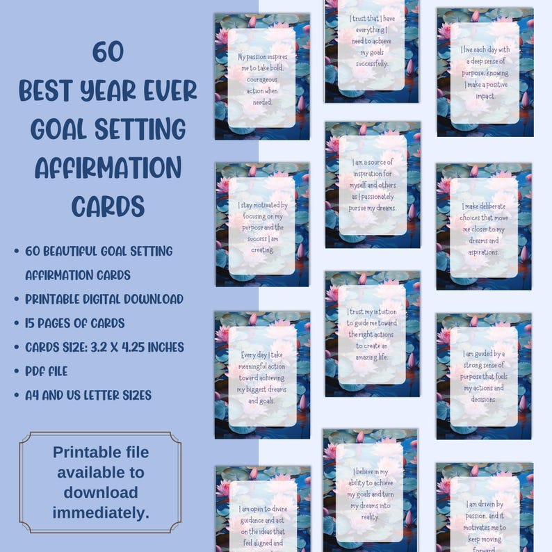 Goal Setting Affirmation Cards Motivation Quotes Positive Affirmations ...