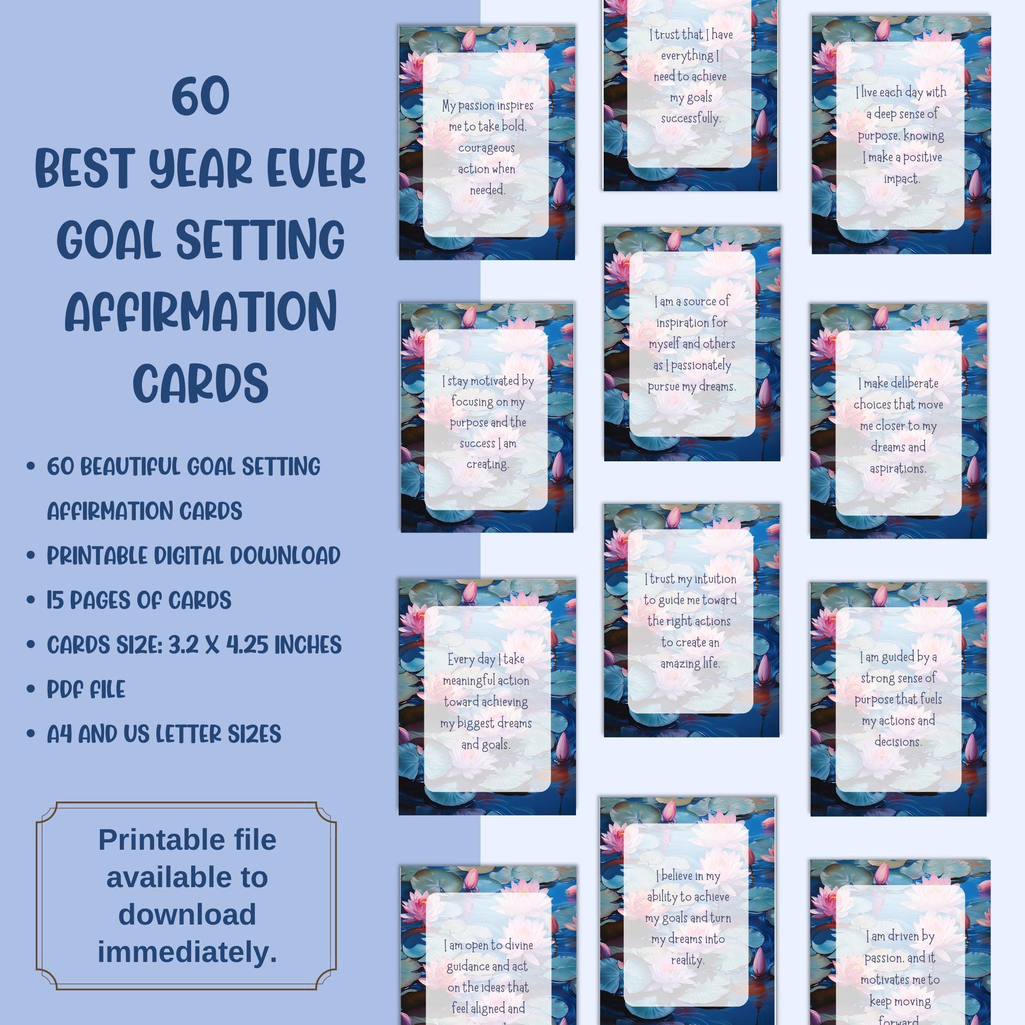 Goal Setting Affirmation Cards Motivation Quotes Positive Affirmations ...