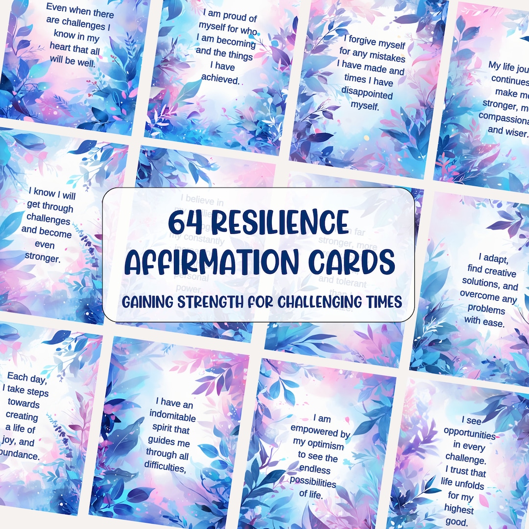 64 Resilience Affirmation Cards. Self-help Flashcards for Confidence ...