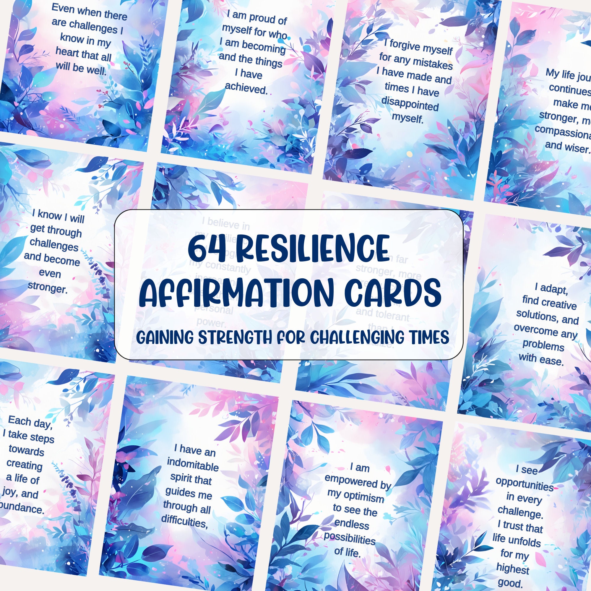 64 Resilience Affirmation Cards. Self-help flashcards for confidence ...